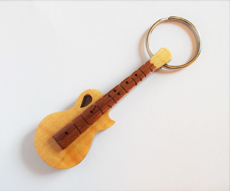 Guitar Name Keychain Custom Carved in Walnut and Flame Maple | Etsy