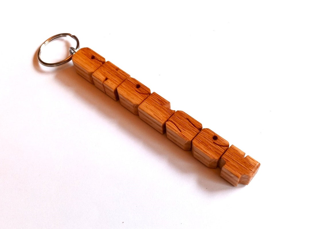 Oak Wood Name Keychain, Custom Carved to Order - Etsy