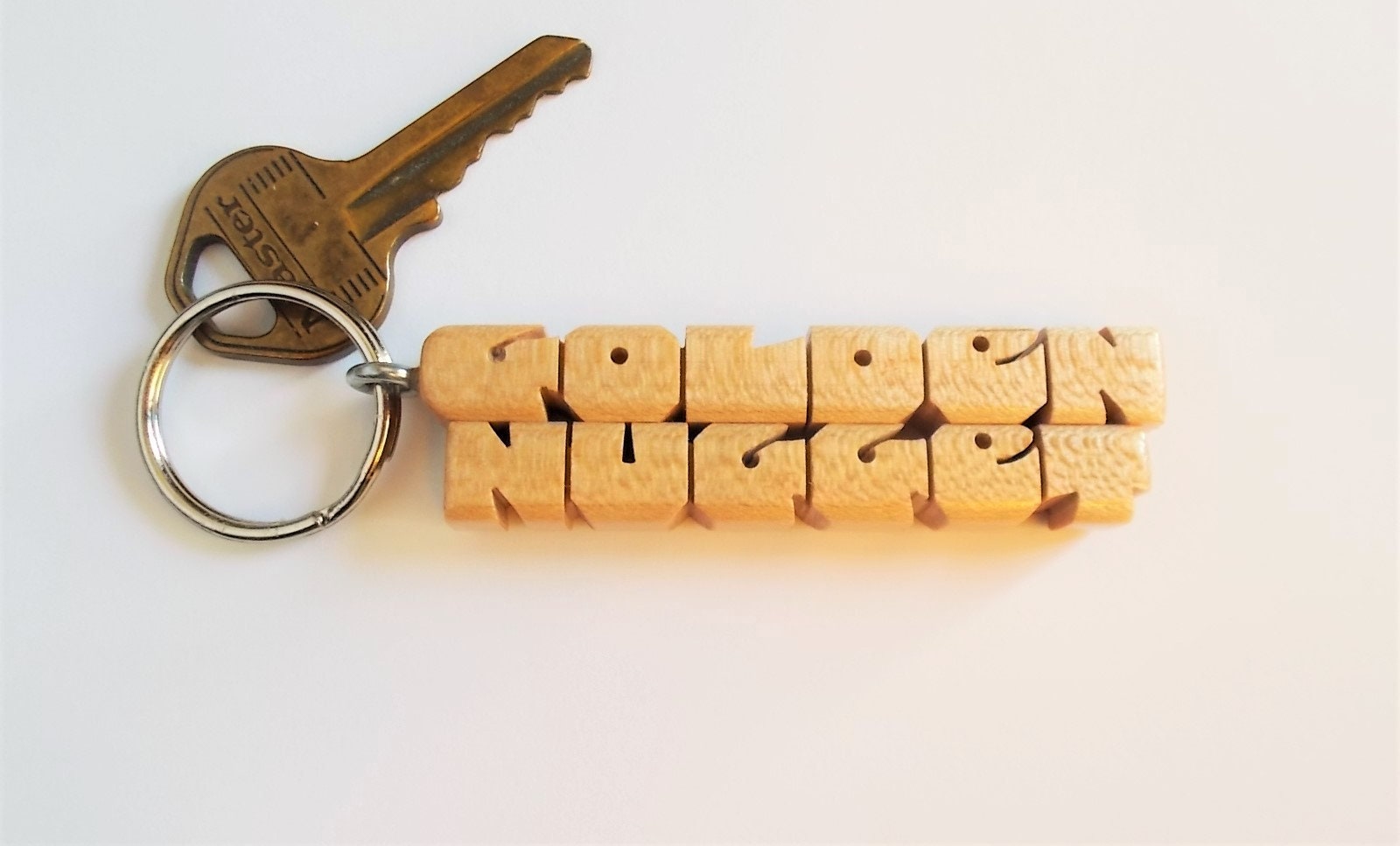 Maple Wood 2-liner Keychain Names Custom Carved to Order | Etsy
