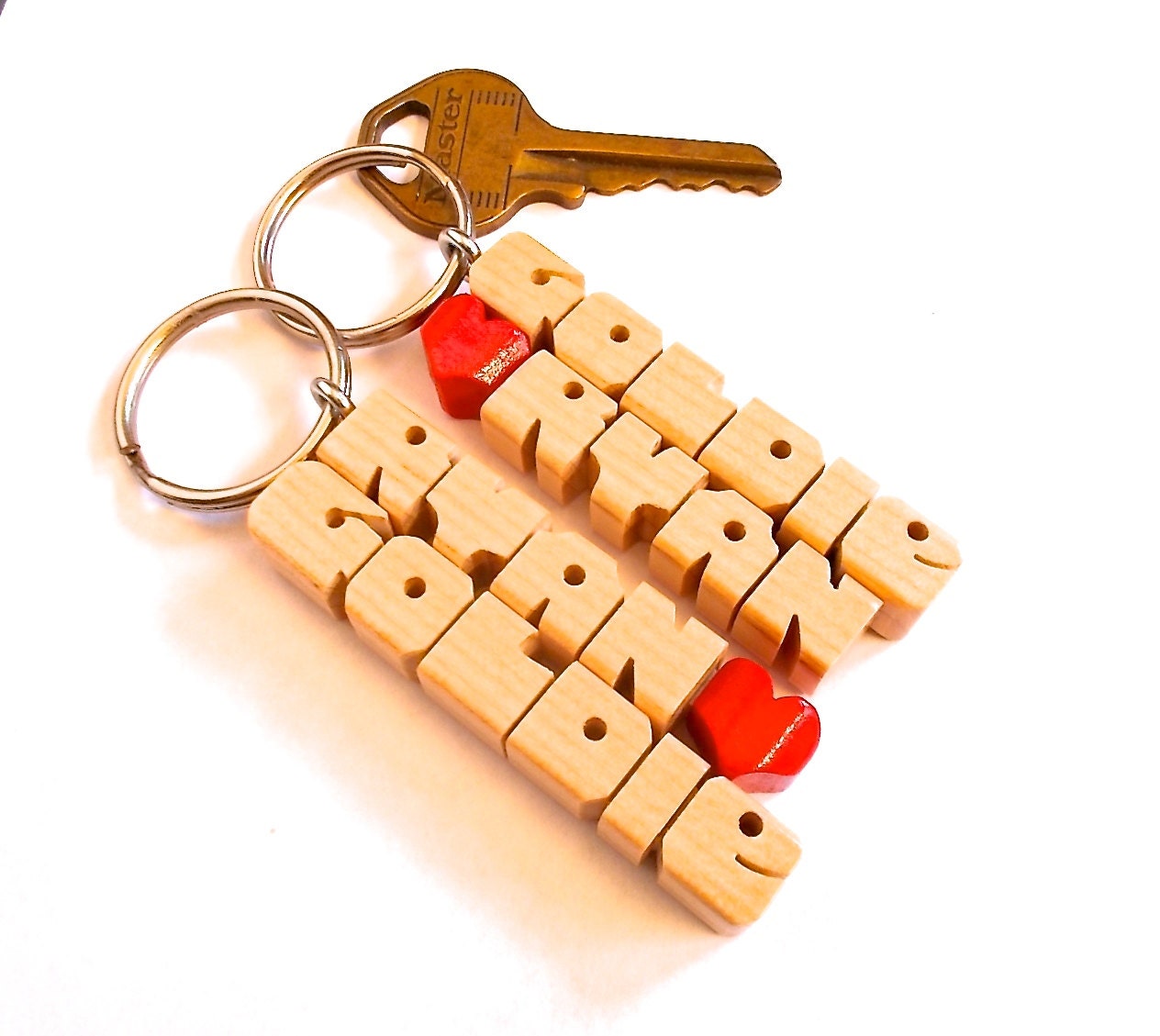 Maple Wood 2-liner Keychain Names Custom Carved to Order | Etsy