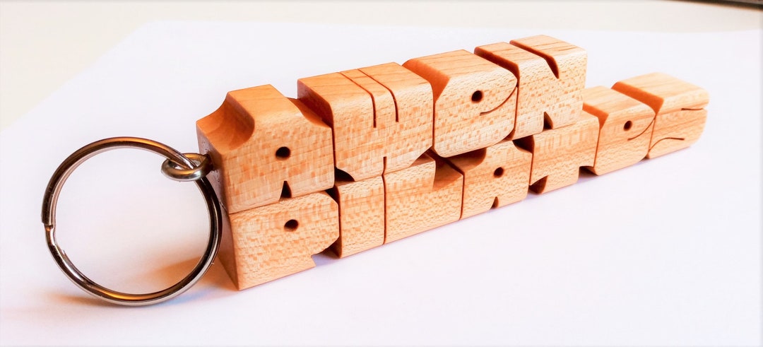 Jumbo Wood 2-liner Keychain, Names Custom Carved to Order - Etsy