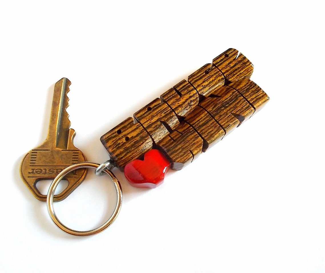 Wave Keychain in Bocote Wood Custom Names Carved to Order | Etsy