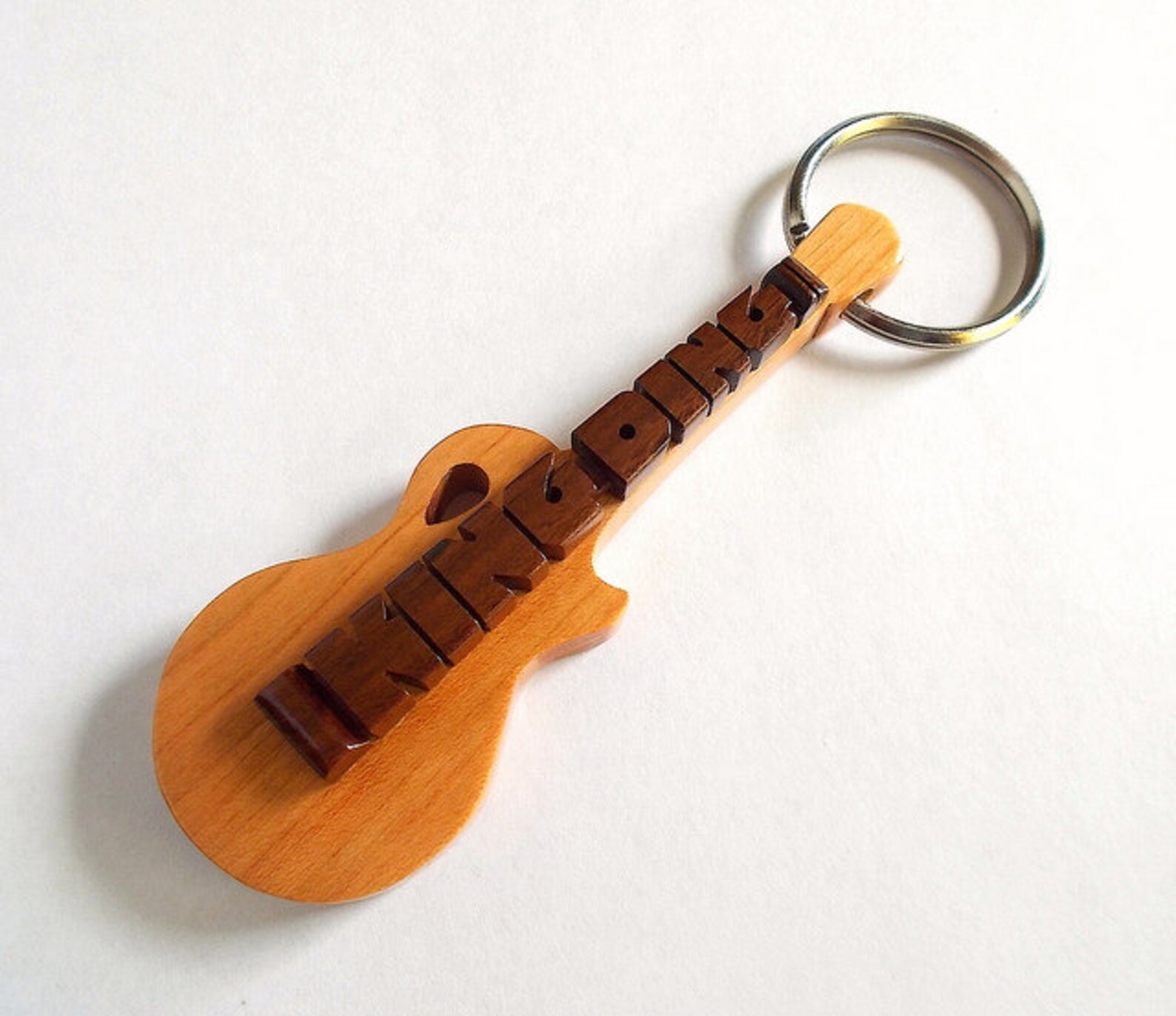 Guitar Name Keychain Custom Carved in Cherry Wood and | Etsy