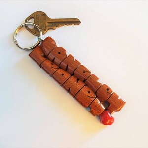 Wave Keychain in Mahogany Wood, Custom Names Carved to Order - Etsy