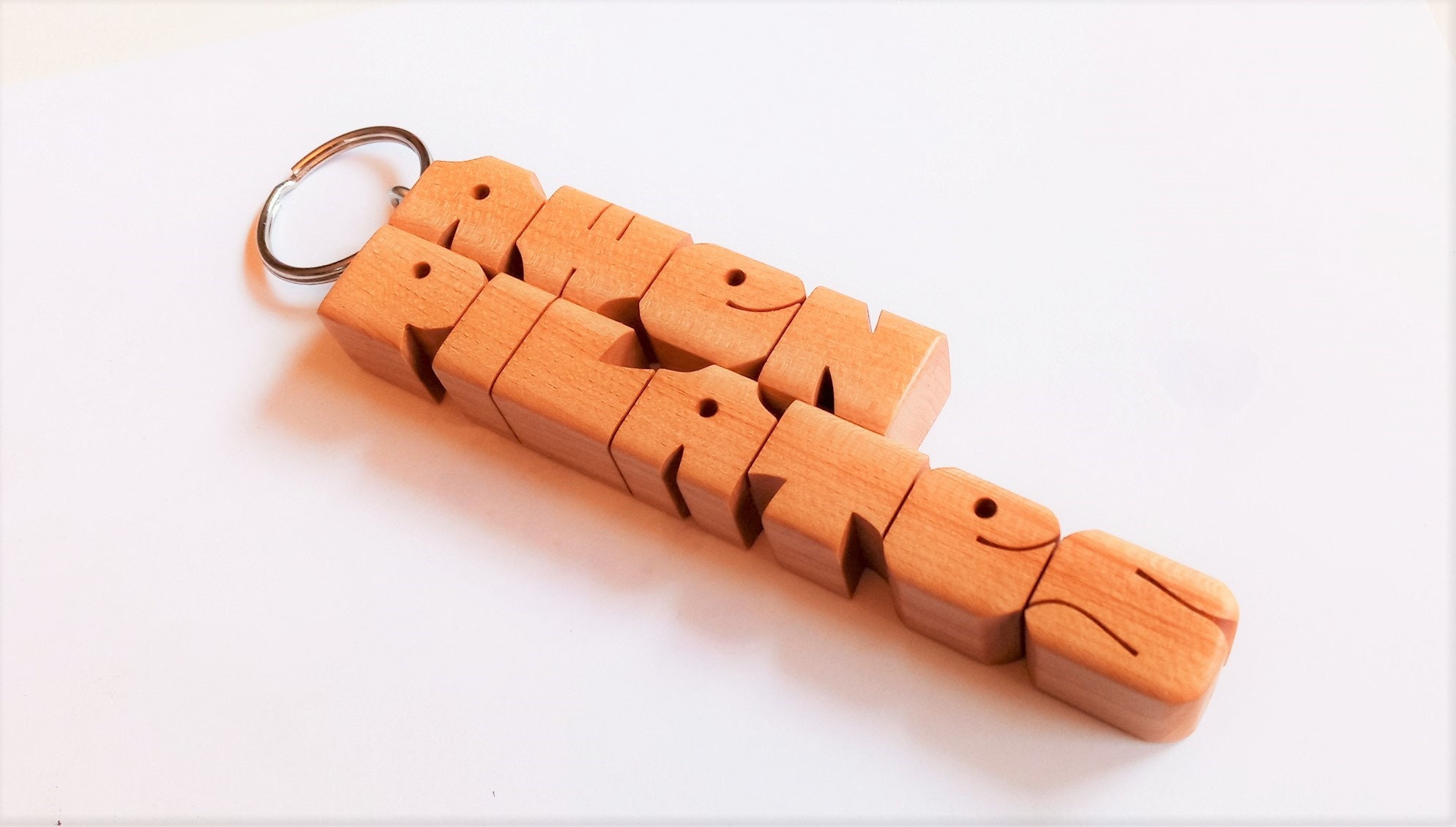 Jumbo Wood 2-liner Keychain, Names Custom Carved to Order - Etsy