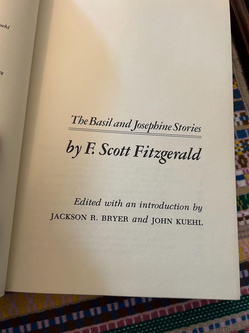 RARE FIND! the Basil and Josephine Stories by F. Scott Fitzgerald ...