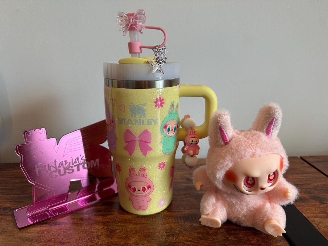 Custom LABUBU the Monsters Stanley 20oz Pomelo Shimmer Quencher Tumbler ...