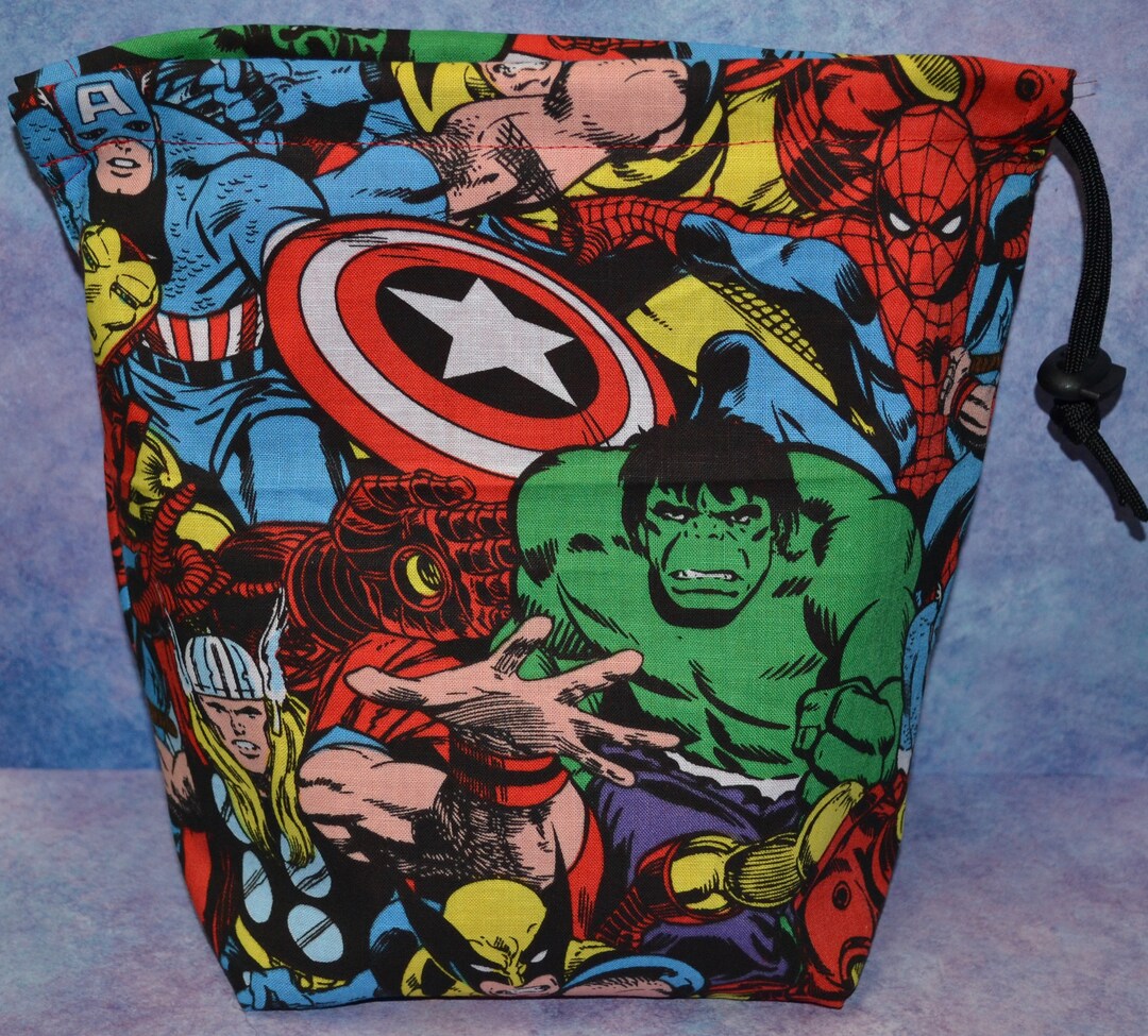 Classic Super Hero Comic Cloth Drawstring Bag for 250 Dice Made With ...