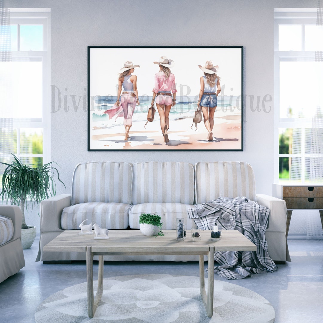Coastal Cowgirl, Framed Horizontal Poster, Beach Aesthetic, Cowgirl ...