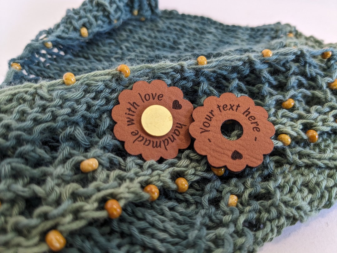 Custom Vegan Leather Flower Labels: Rivet or Sew-on, Handmade 1" - Etsy