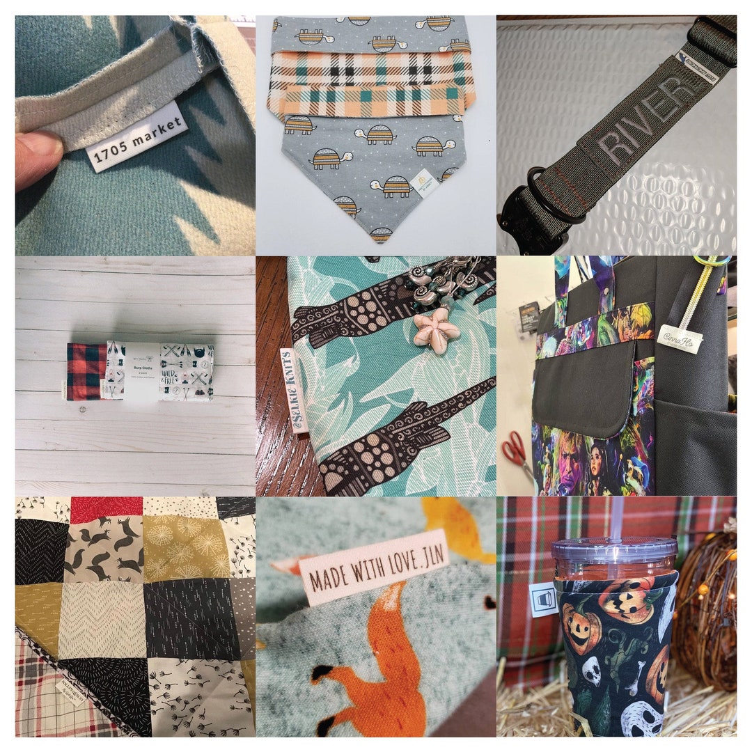 Custom Half Fold Hem Loop Style Labels Using Your Custom Design Logo or ...