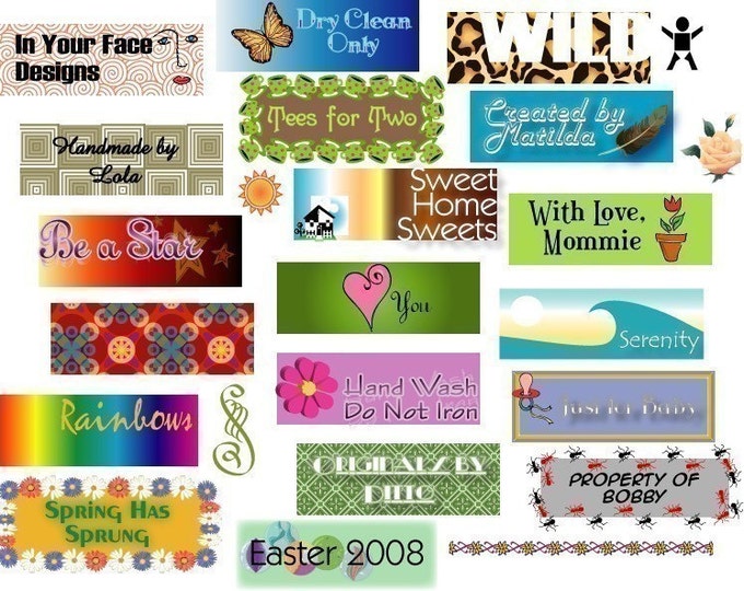 Custom Fabric Craft Labels - NOW - Uncut Sheets at a Discount - 40 Sew ...