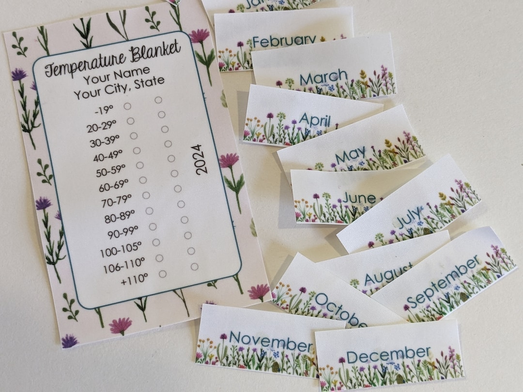 Personalized Temperature Blanket Shade Color Palette and Month Tags ...