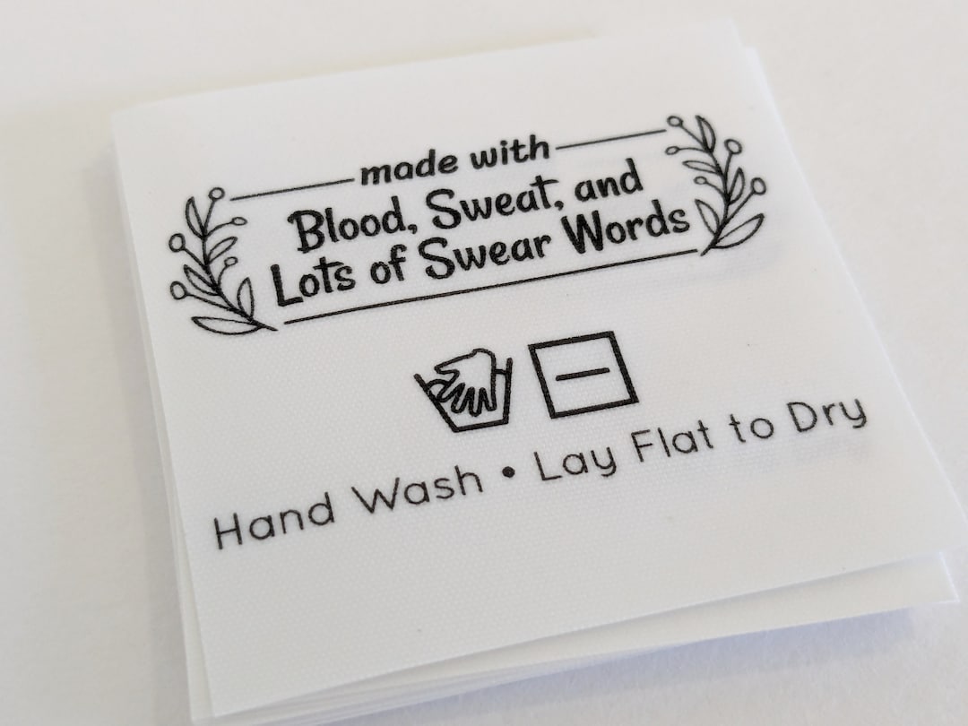 Made With Blood, Sweat & Swear Words Fabric Labels, Sewing Tags - Etsy
