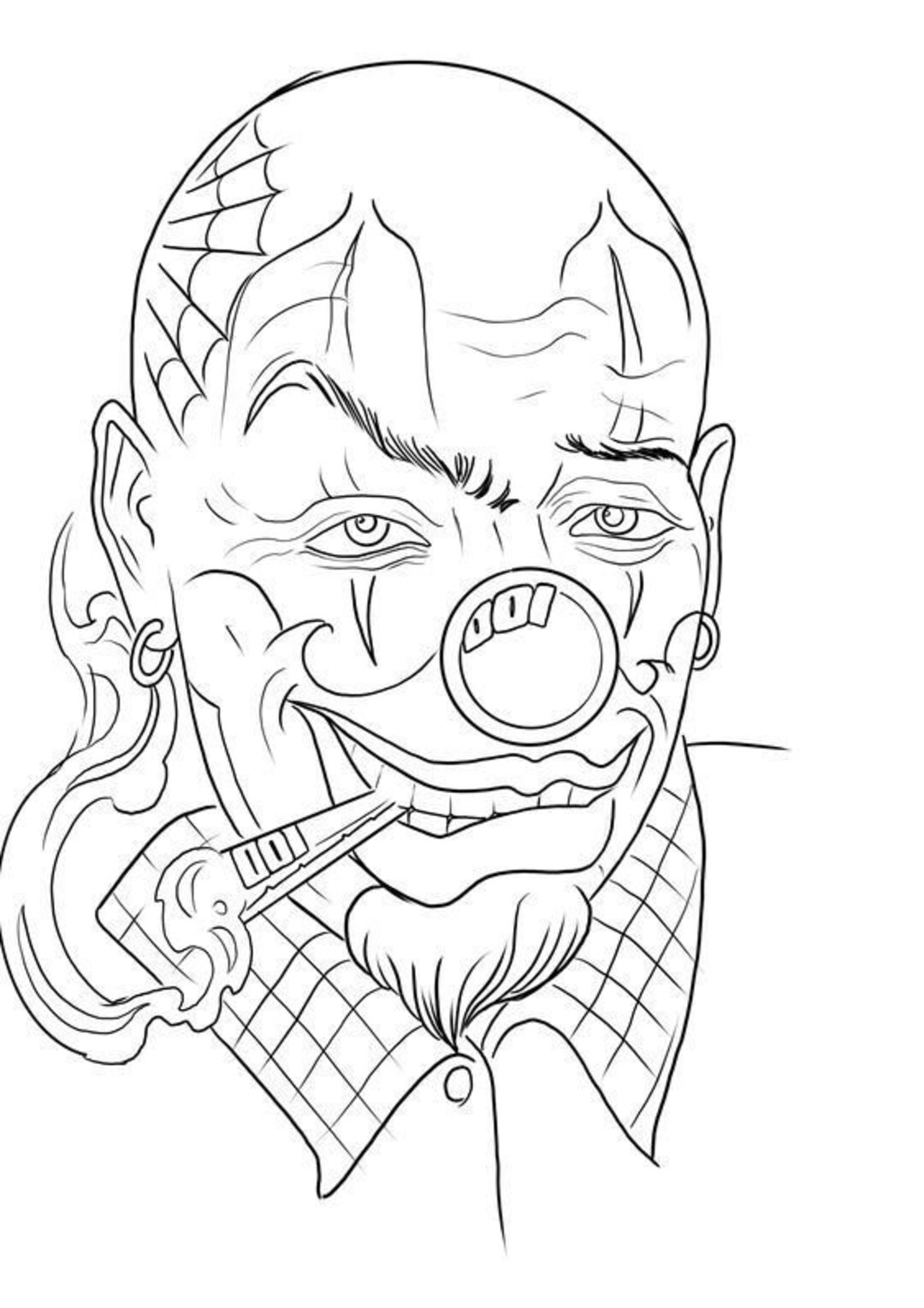 Creepy Gangster Clown Printable Coloring Page - Etsy