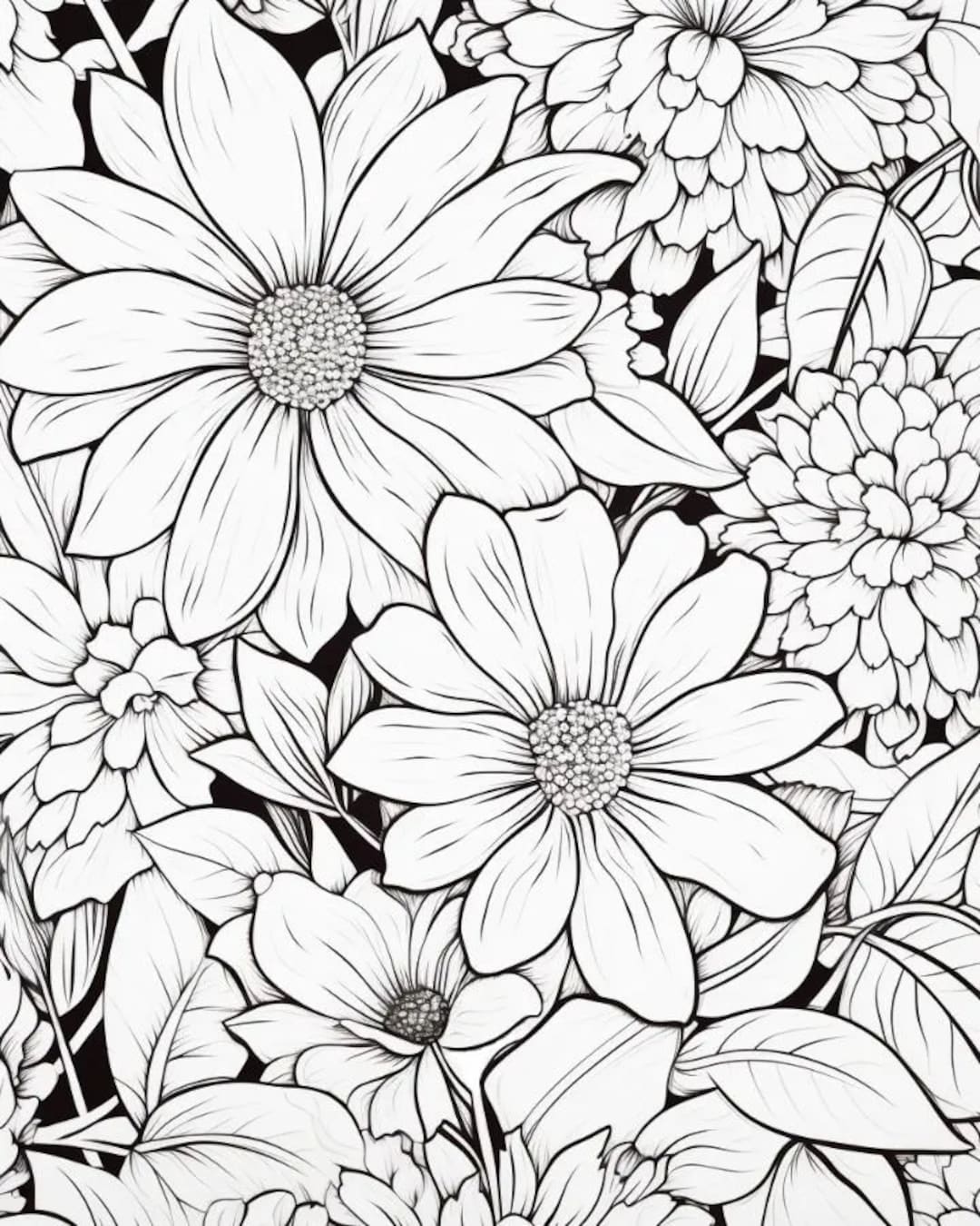 Flower Garden Printable Coloring Page - Etsy