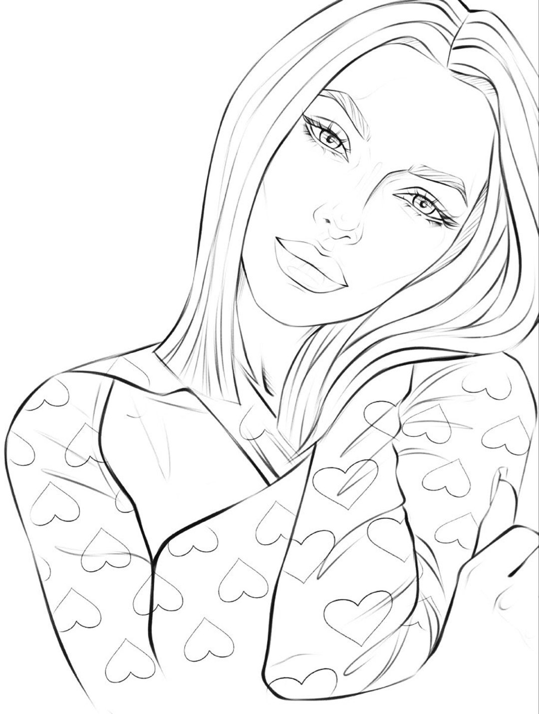 Heart Shirt Girl Printable Coloring Page - Etsy