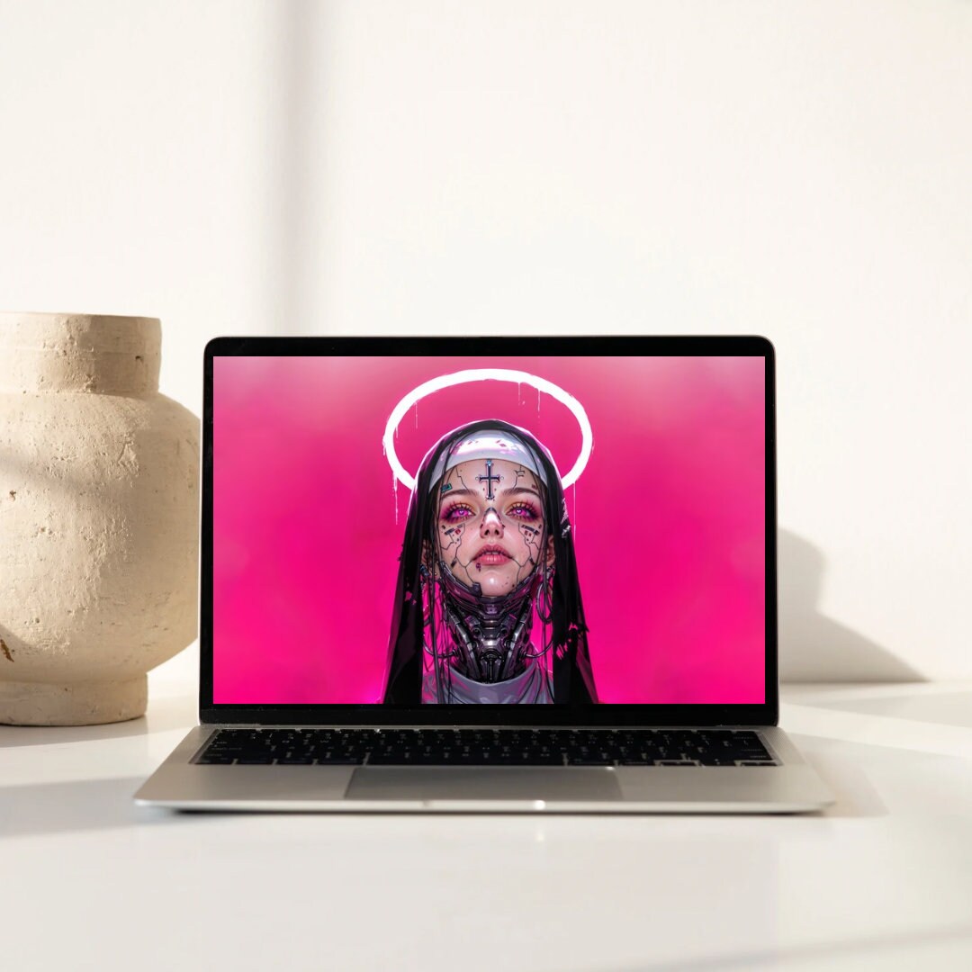 Pink Neon Nun HQ Desktop Wallpaper - Etsy