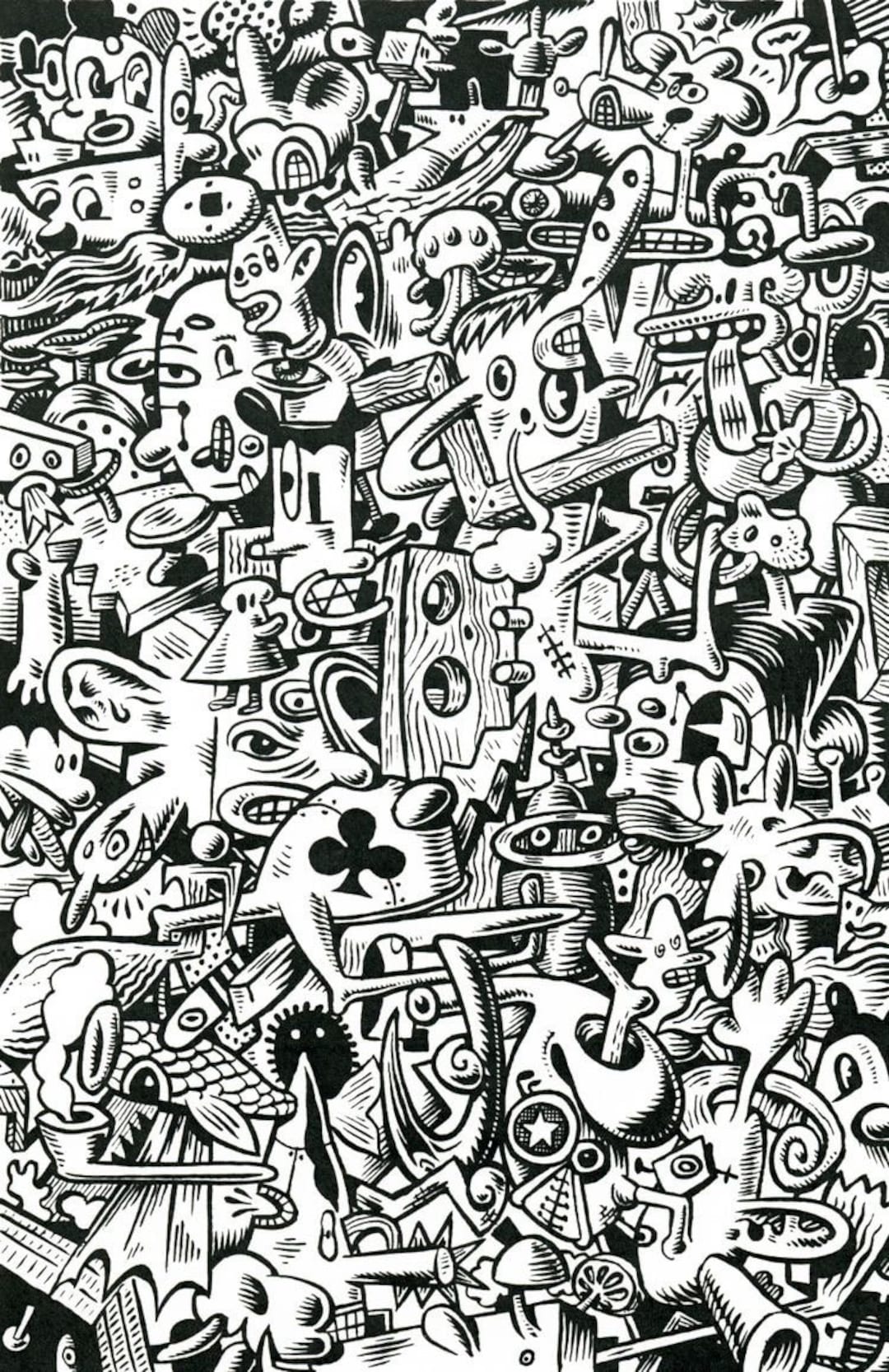 Chaotic Abstract Faces Printable Coloring Page - Etsy
