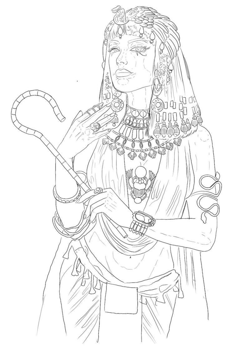 Busty Queen Cleopatra Printable Coloring Page - Etsy