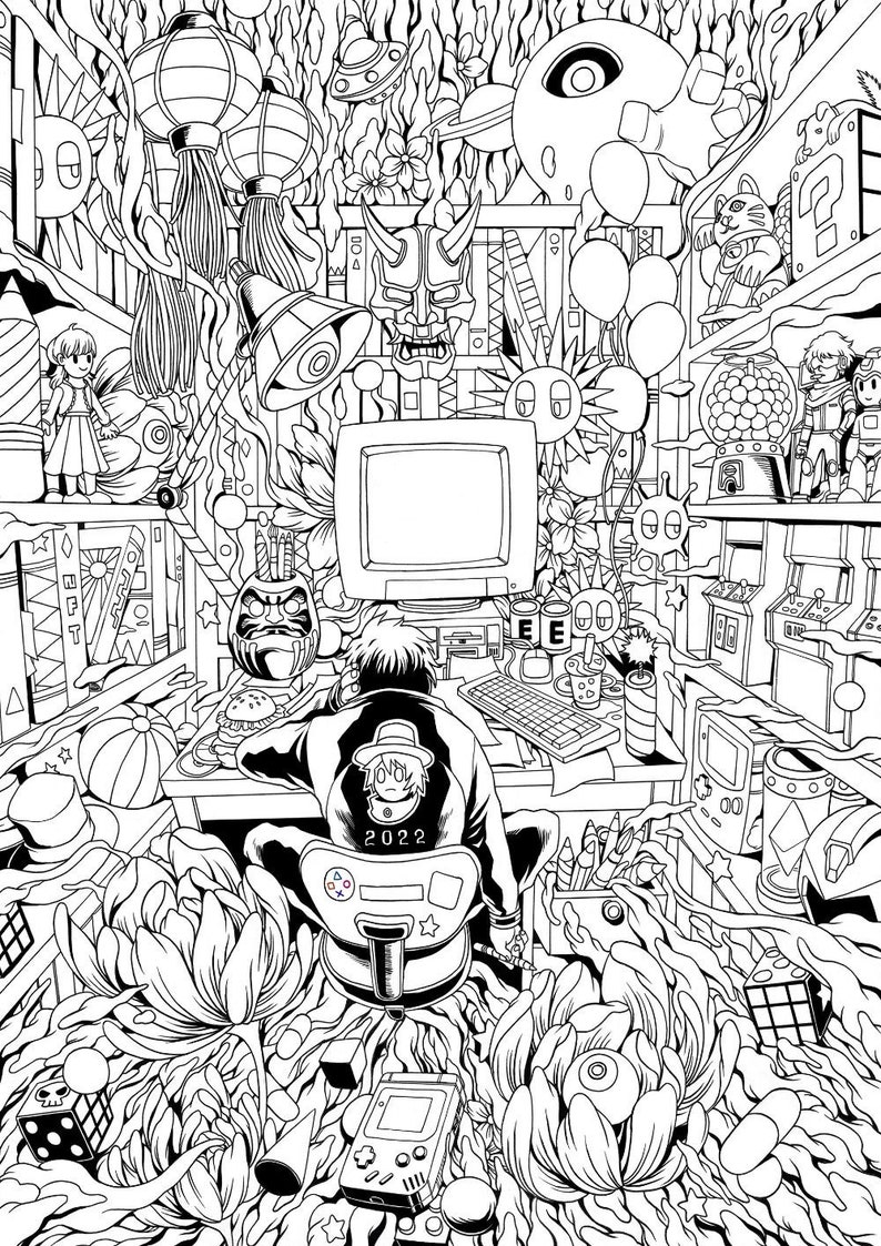 Psychedelic Streamer Printable Coloring Page - Etsy