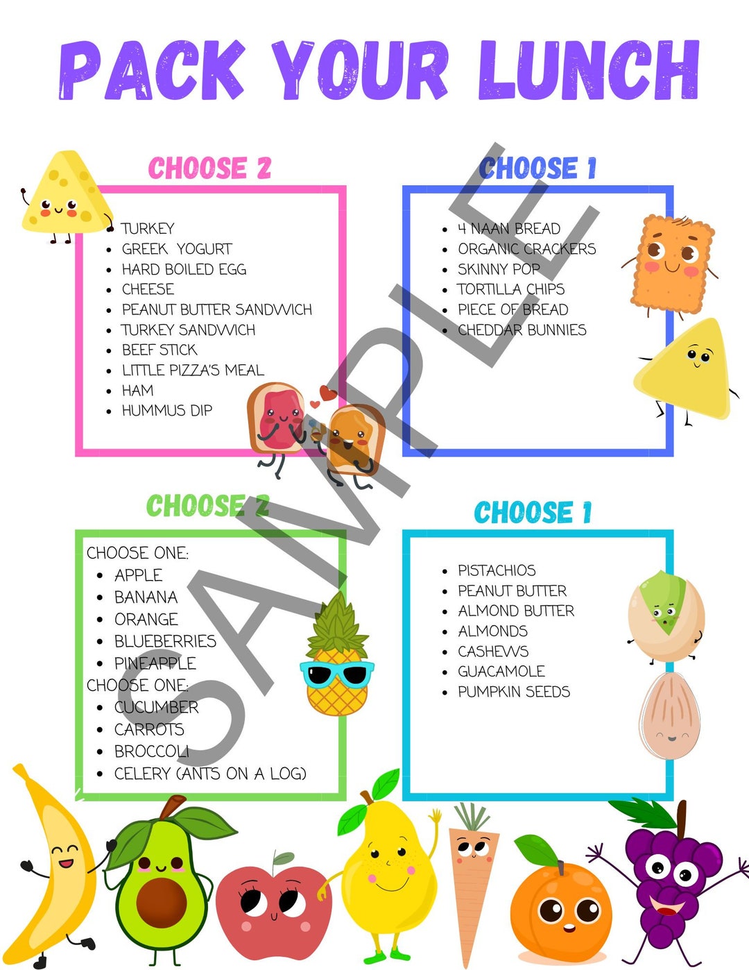 Kids Lunch Chart - Etsy