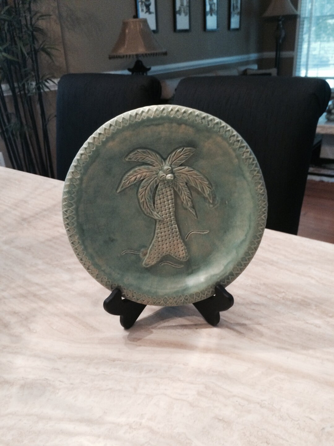 Green Palm Tree Plate - Etsy