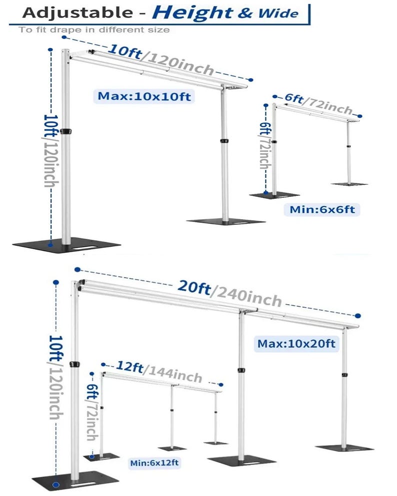 Adjustable Double Crossbar Pipe&drape Aluminum Alloy Backdrop Stand ...
