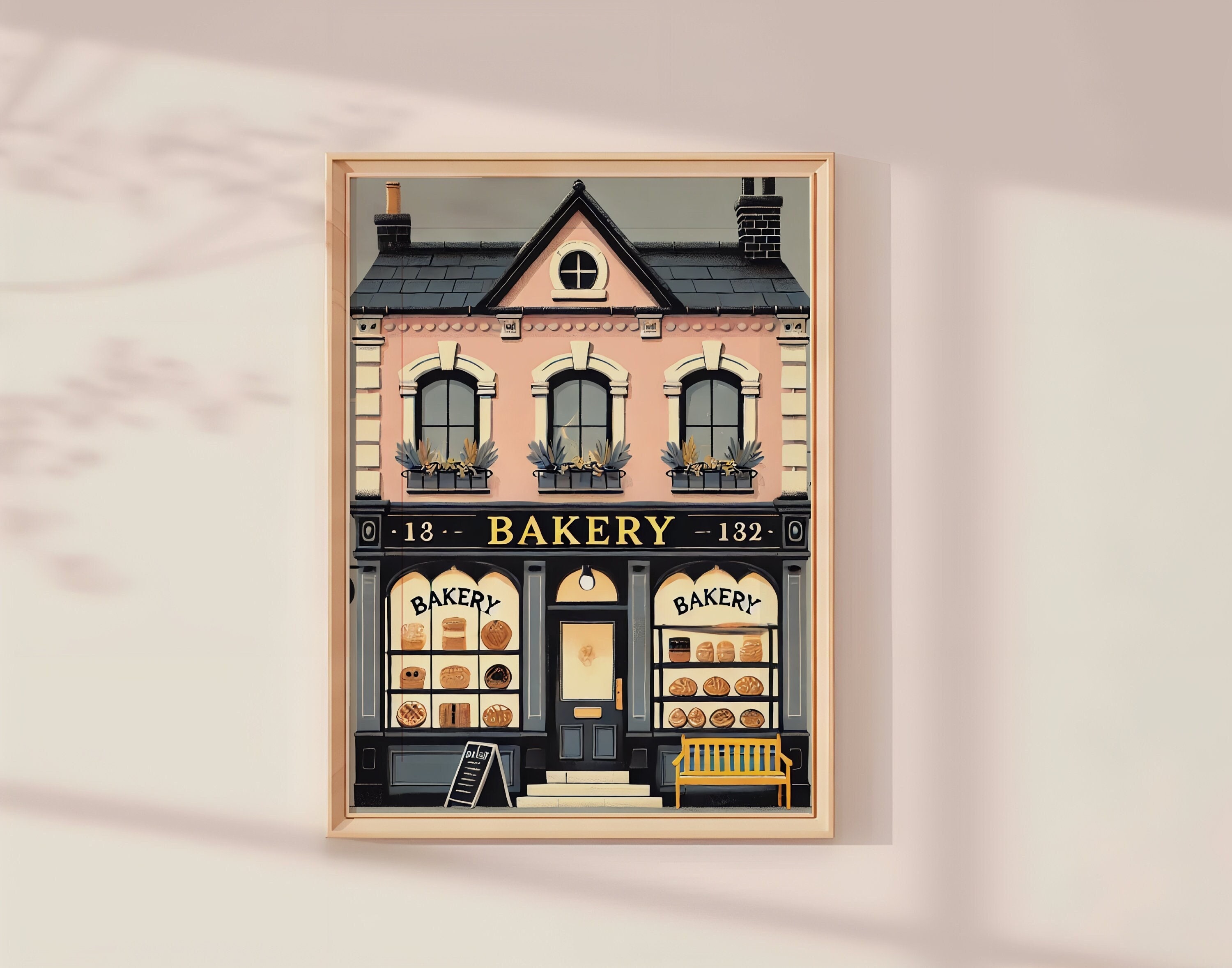 New York Bakery Illustration Bookshop Art Print A Bookshop Poster Book ...