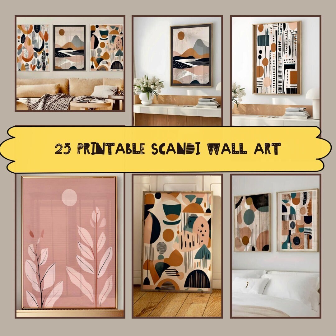 25 Printable Scandi Wall Art Set Digital Download Scandinavian Inspired ...