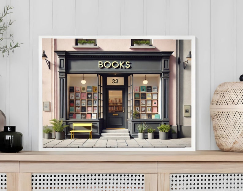 New York Bookshop Art Print Bookshop Illustration Poster, Book Art ...