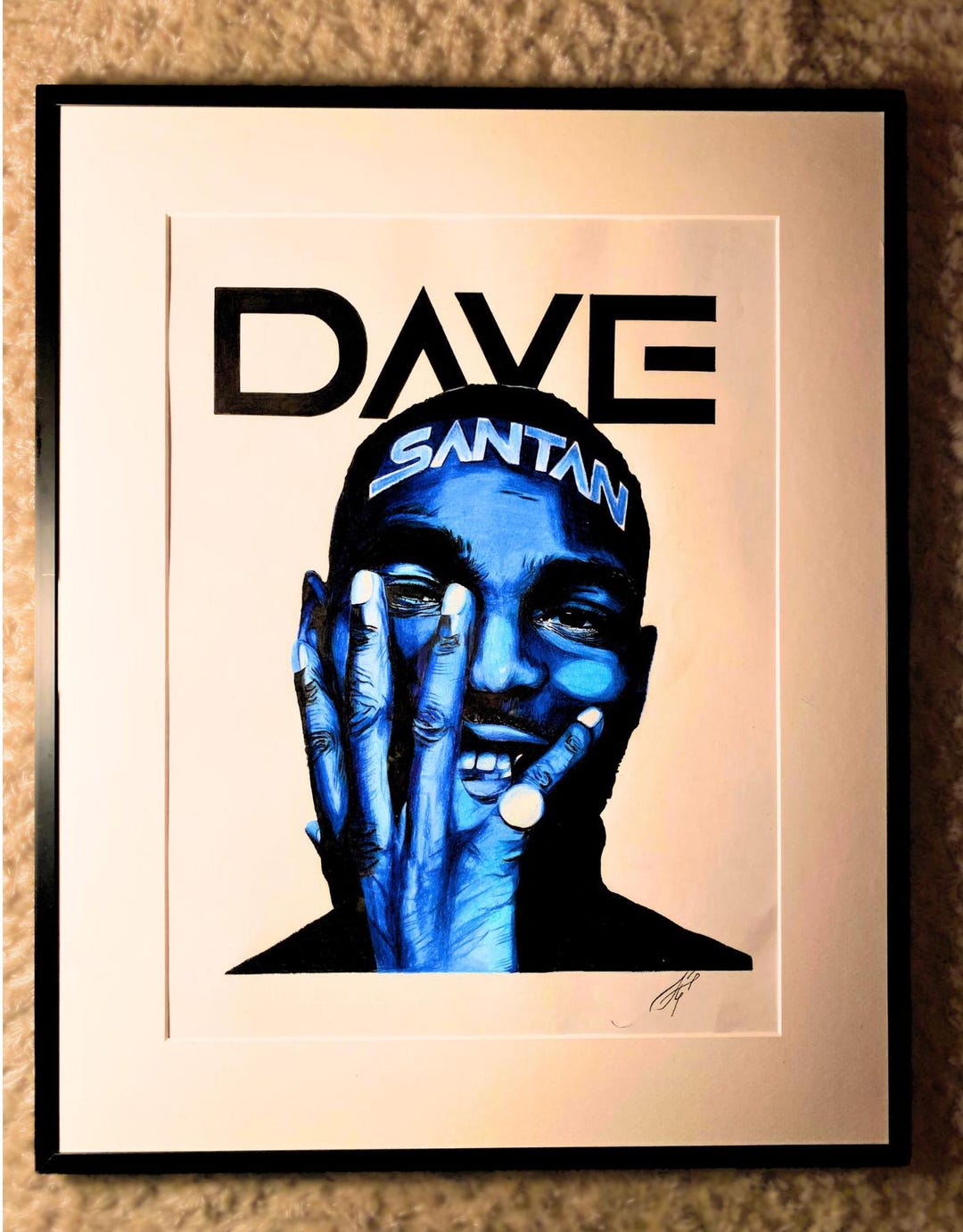 Hand-drawn Dave Santan Poster | One-of-a-kind Artwork | Luxurious Gift ...
