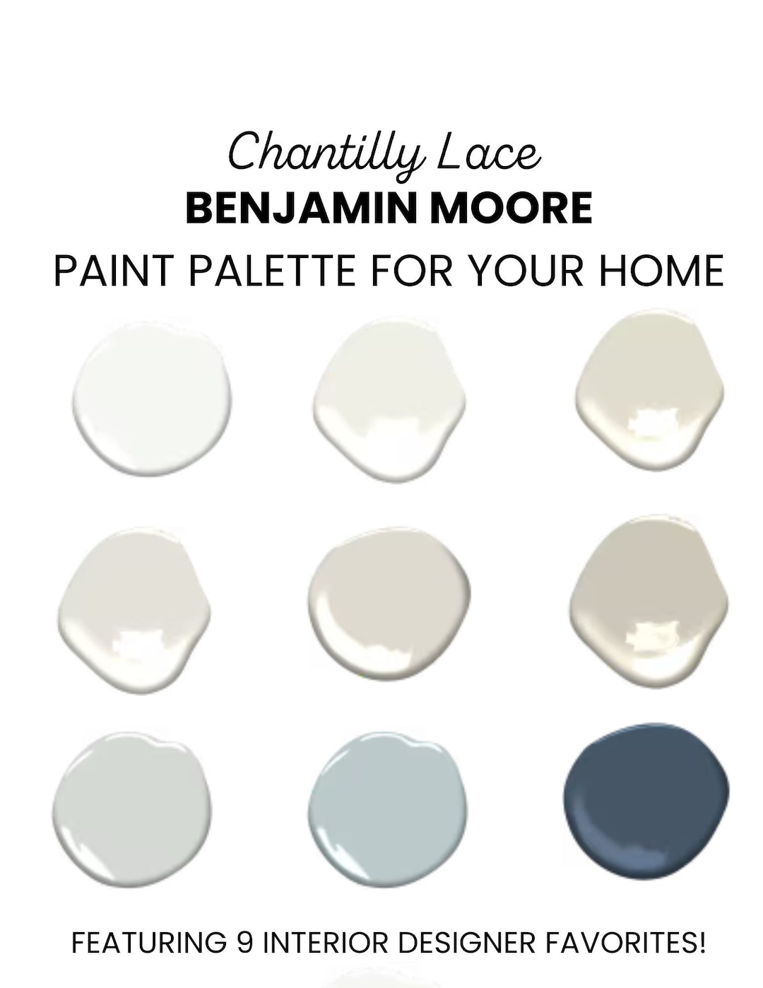 Benjamin Moore Chantilly Lace Paint Palette: 9 Coordinating Colors (PDF ...