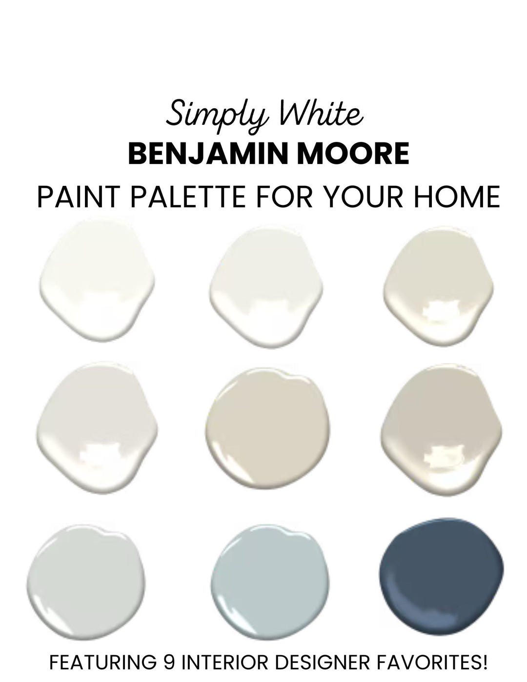 Benjamin Moore Simply White Paint Palette: 9 Neutral Colors (PDF) - Etsy