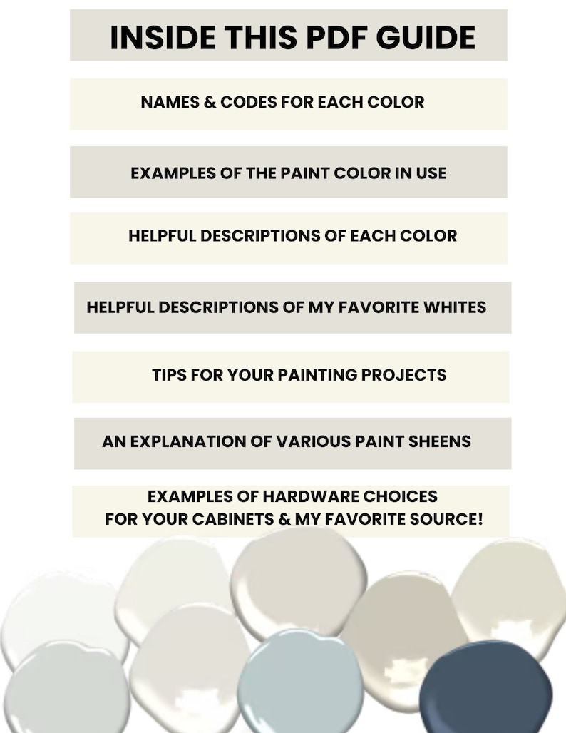 Benjamin Moore White Dove Paint Palette: 9 Coordinating Colors (PDF) - Etsy