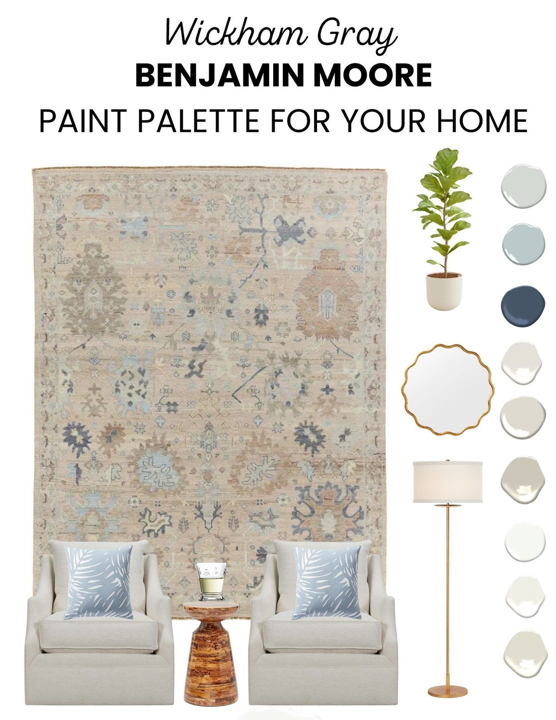 Benjamin Moore Wickham Gray HC-171, Paint Color Palette, Best Neutral Paint, Cabinet, Ceiling ...