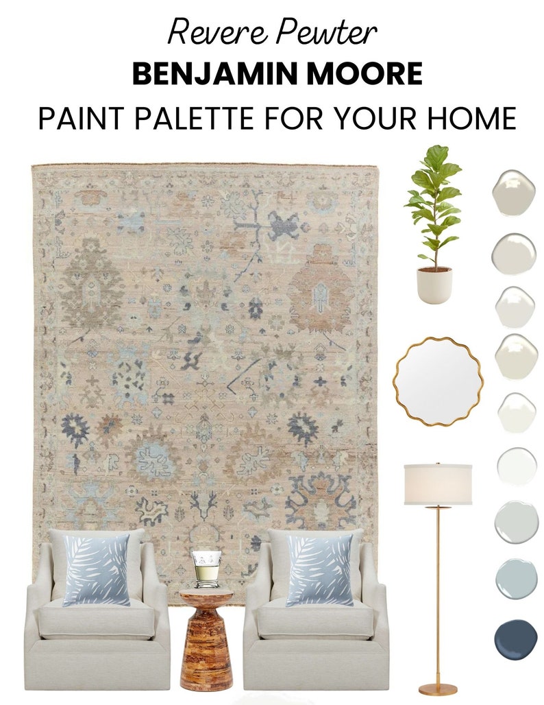 Benjamin Moore Revere Pewter Paint Palette: 9 Neutral Colors (PDF) - Etsy