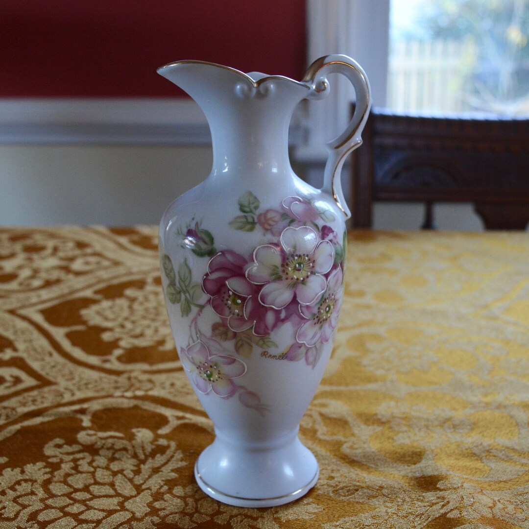 Vintage Hand Painted Pitcher From Japan, Signed "renee" - Etsy
