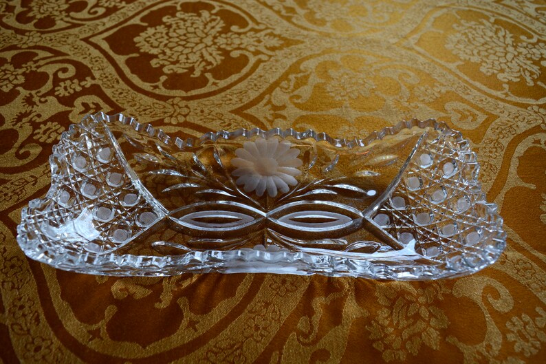 Vintage American Brilliant Cut Glass, Rectangular Relish Tray - Etsy