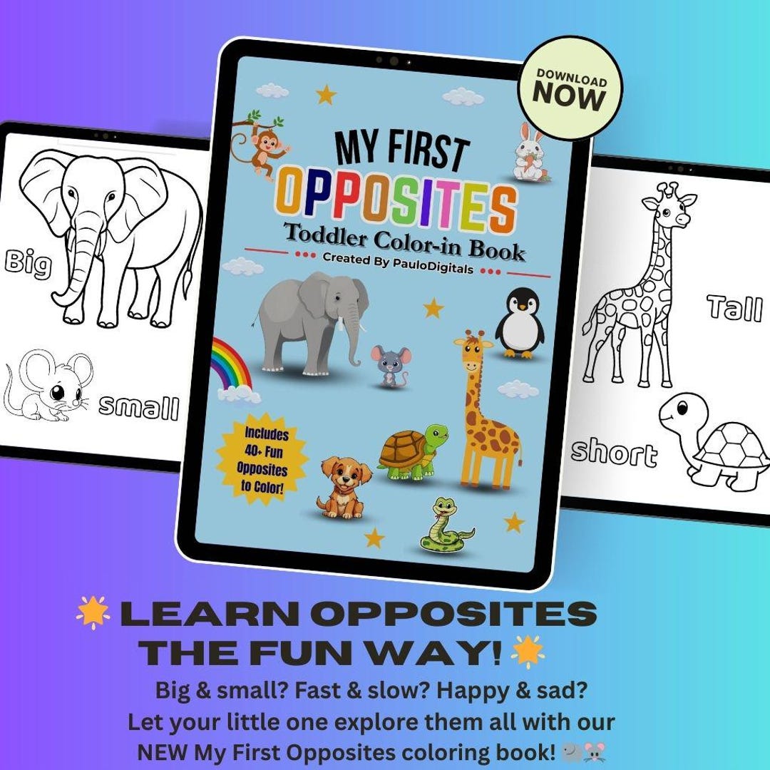 Opposites Coloring Book for Toddlers | My First Opposites | Ages 2–5 - Etsy