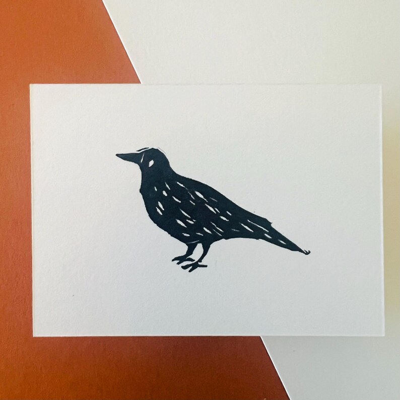 Mr. Crow Set of 3 Mini Lino Prints! 2.5" X 3.5" - Etsy