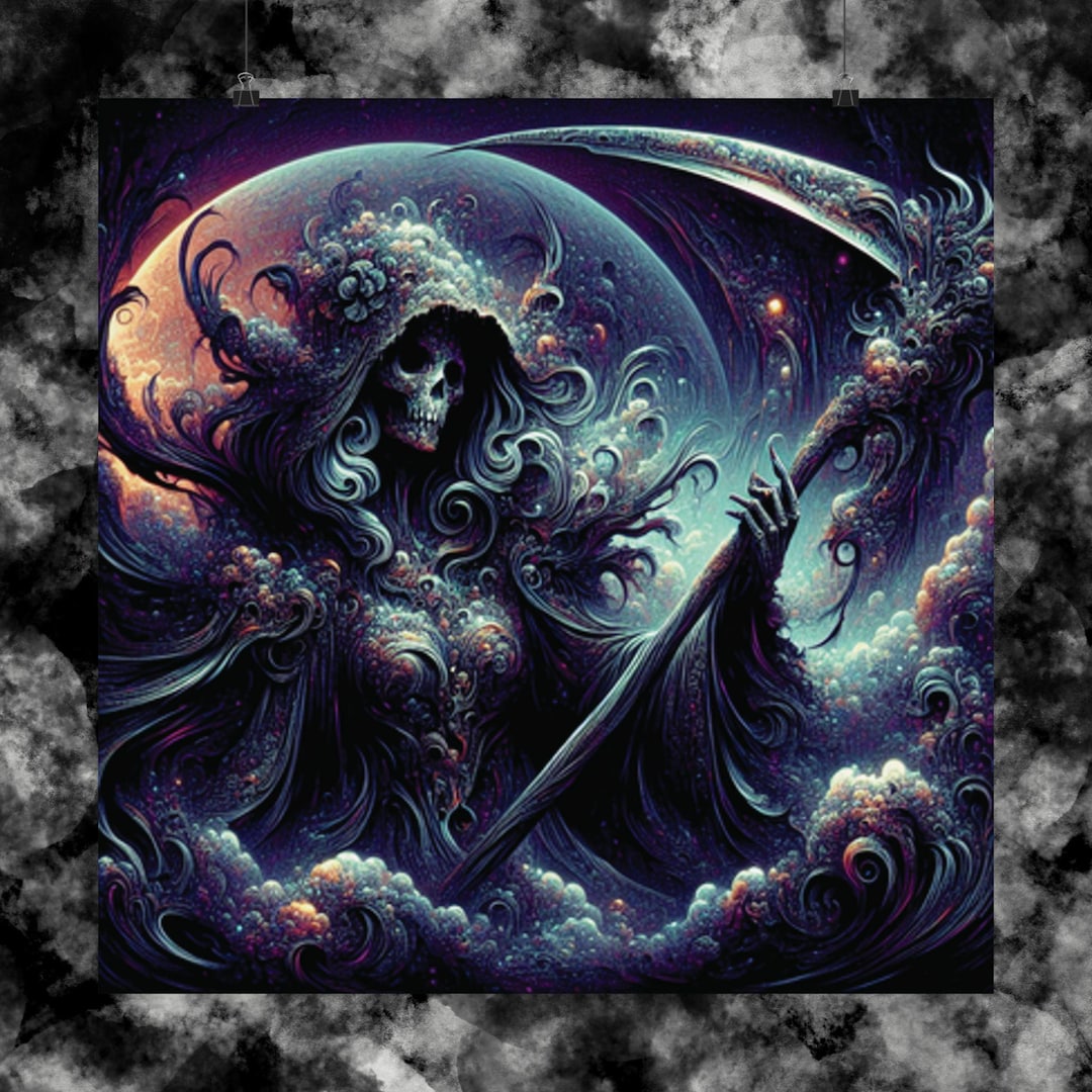 Matte Vertical Posters, Grim Reaper Design, Halloween Goth Art, Wall ...