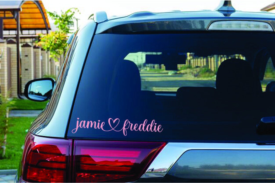 Two Names With Heart Vinyl Decal - Etsy