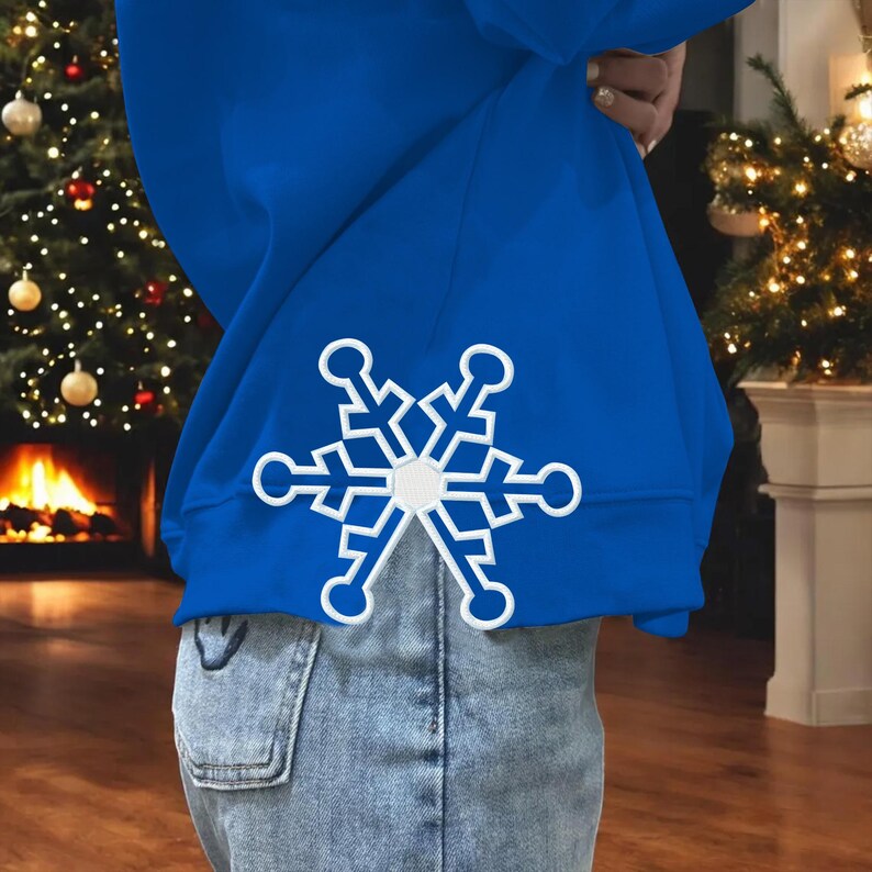 Satin Split Snowflake Stitch Applique Embroidery, Snow Bow Christmas ...