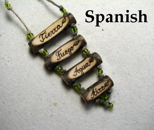 4 Elements: Latin German Spanish English French Wooden - Etsy