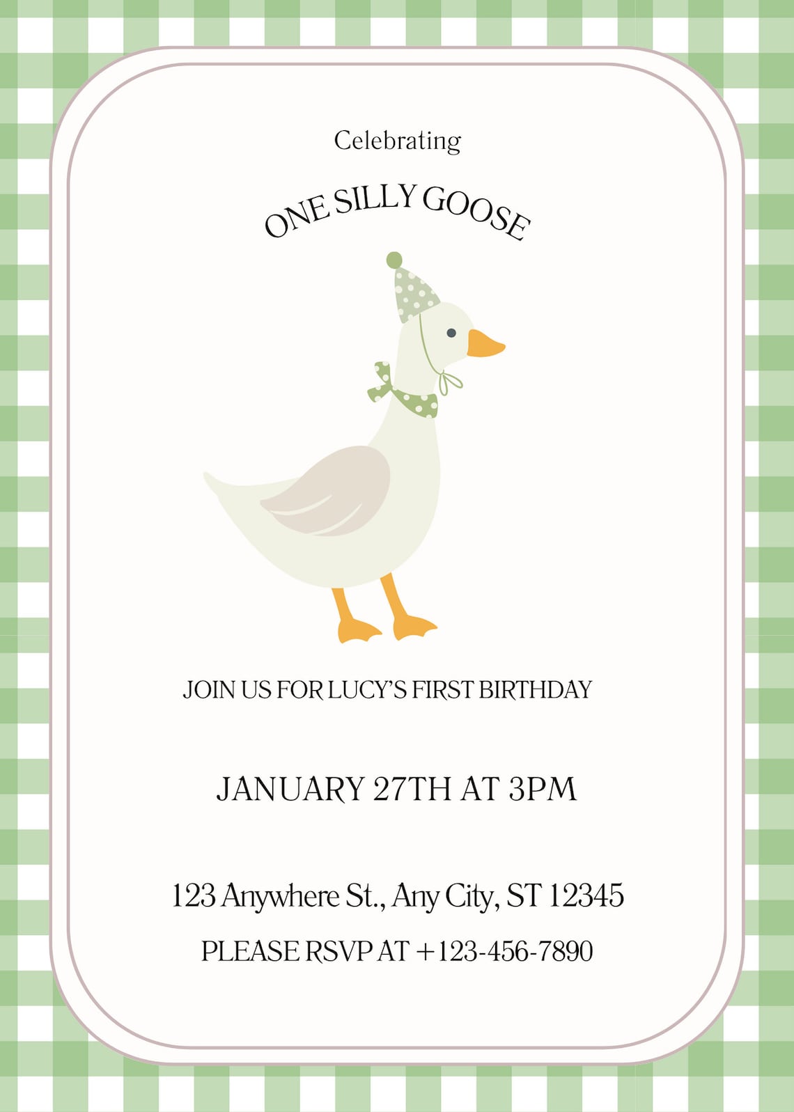 Printable 1st Birthday Card, Digital Card for Birthdays, Goose Theme ...