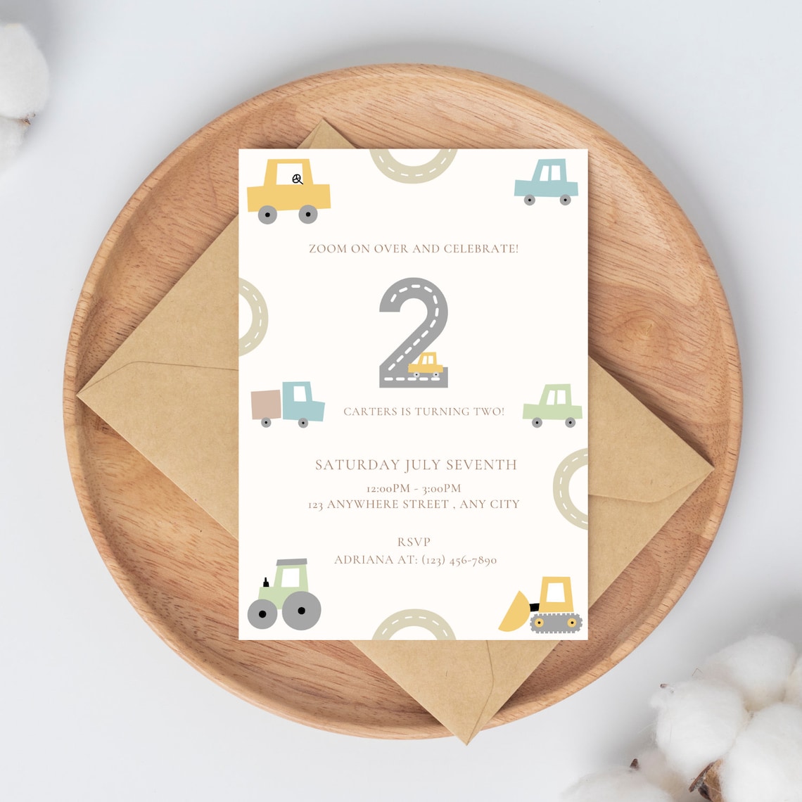 Car Themed Birthday Invitation, Downloadable Car Themed Birthday ...