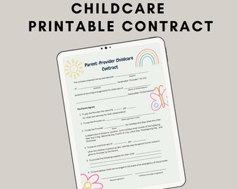 DAYCARE PARENTAL AGREEMENT Childcare Center Printable Daycare Contract ...