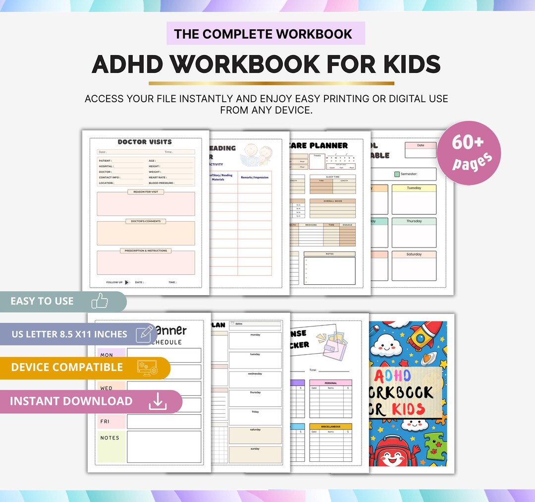 ADHD Workbook for Kids, Printable Focus and Emotional Regulation ...