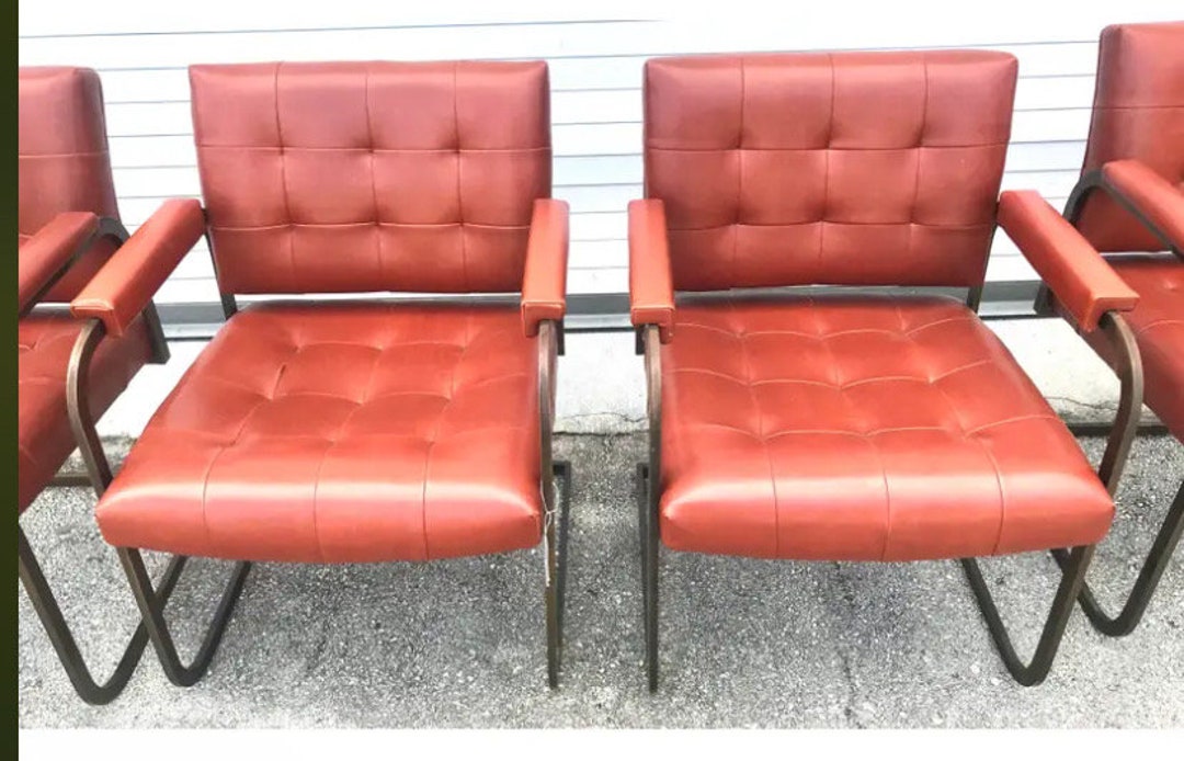 Set of 4 Vintage Tufted Patrician Red Maroone Chairs - Etsy